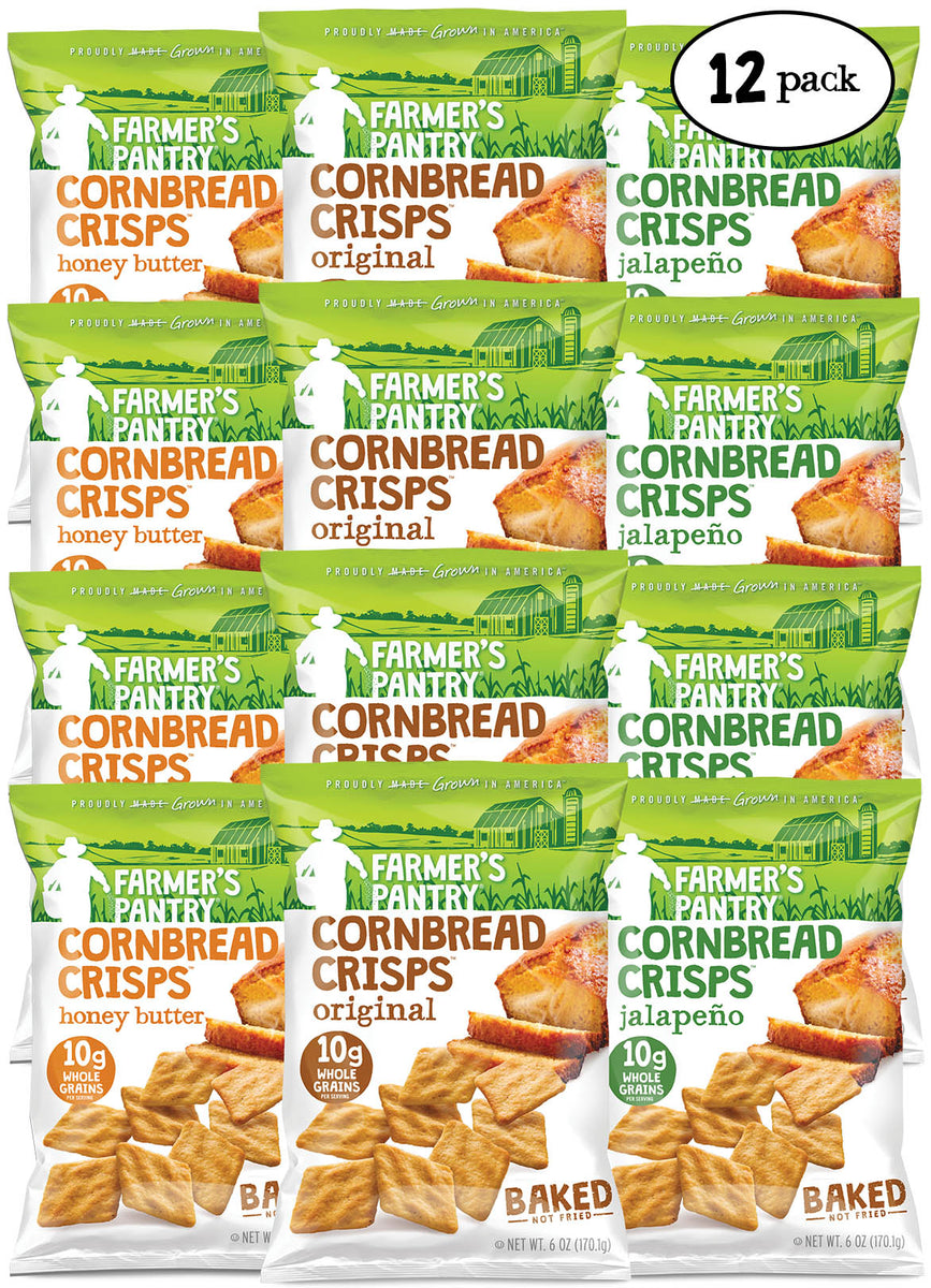 Original/Honey Butter/Jalapeno Cornbread Crisps Variety Pack, 6 oz (12 ...