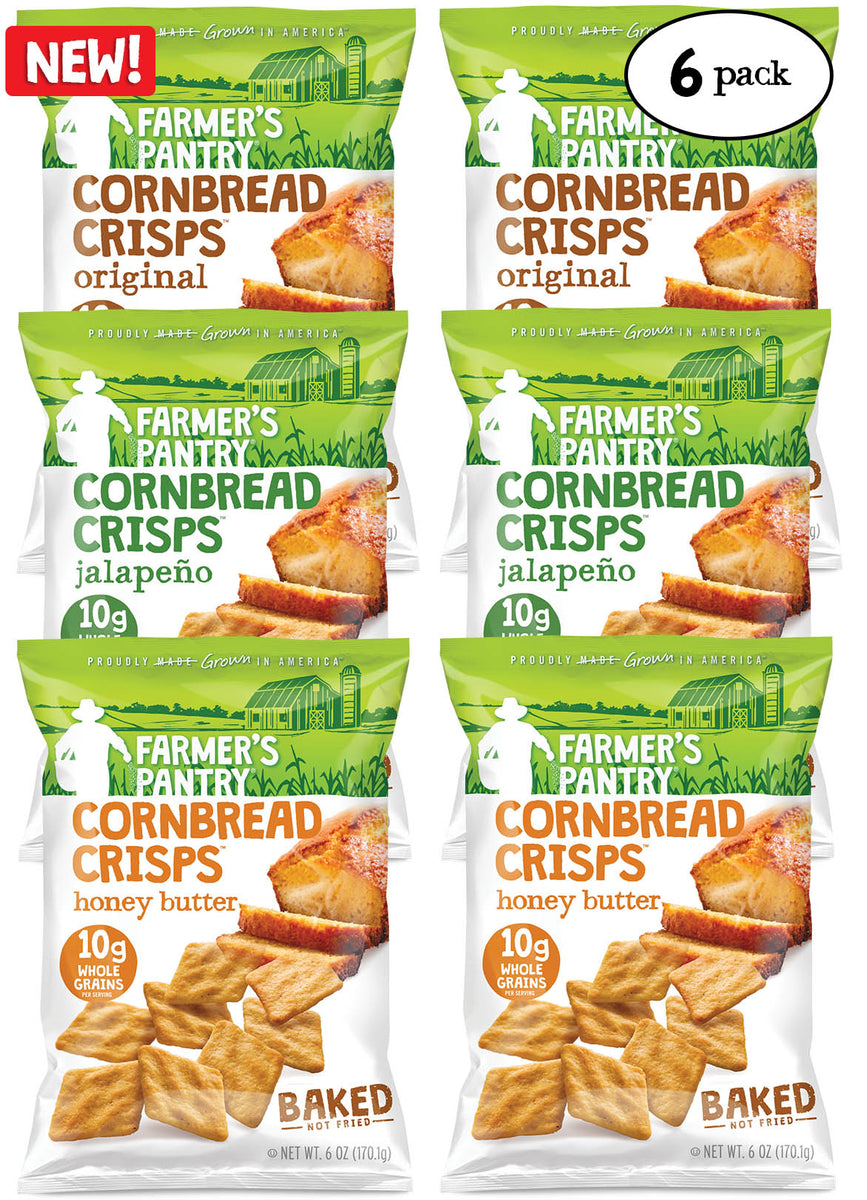Original/Honey Butter/Jalapeno Cornbread Crisps Variety Pack, 6 oz (6 ...